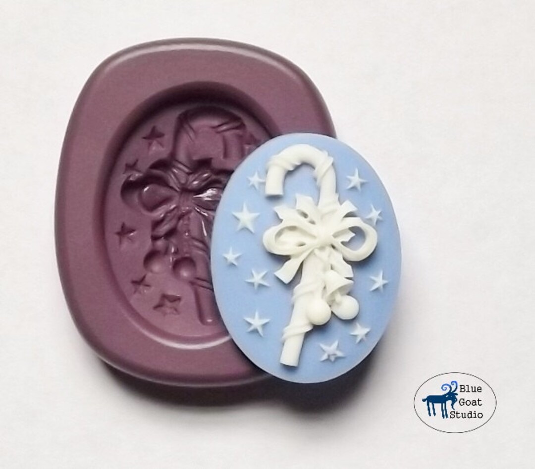 Candy Cane Cameo Mold Christmas Mold Holiday Cameo Mold Silicone Molds ...