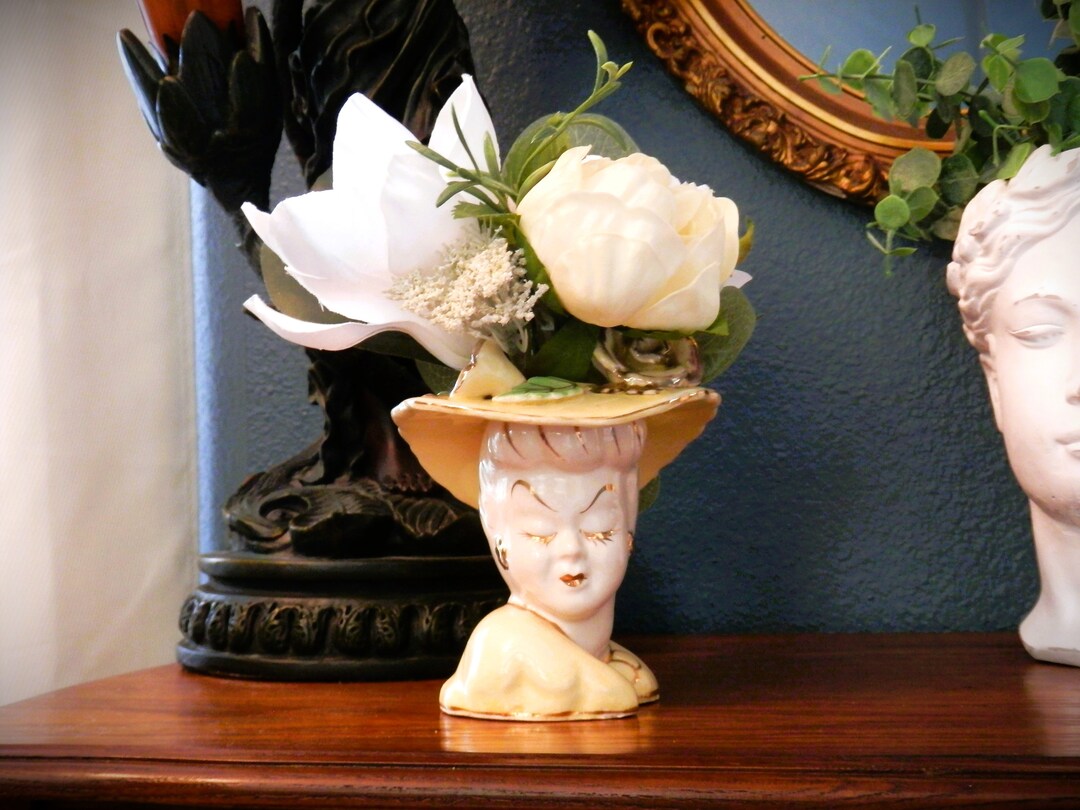 Vintage Lady Head Vase - Etsy
