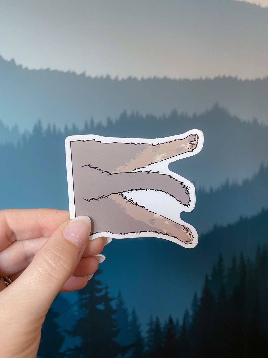 Grey Sploot - Cat Sticker - Waterproof - Etsy