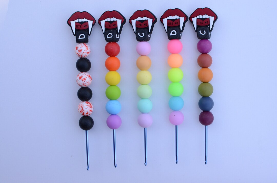 Bite Me Vampire Teeth Crochet Hook / Halloween Crochet Hook / Neon ...