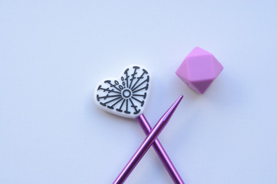 Knit Stoppers Set / Heart Crochet Diagram and One Random Hexagon Bead ...