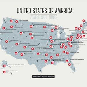 USA Zombie Safe Zones Poster United States Map | Etsy