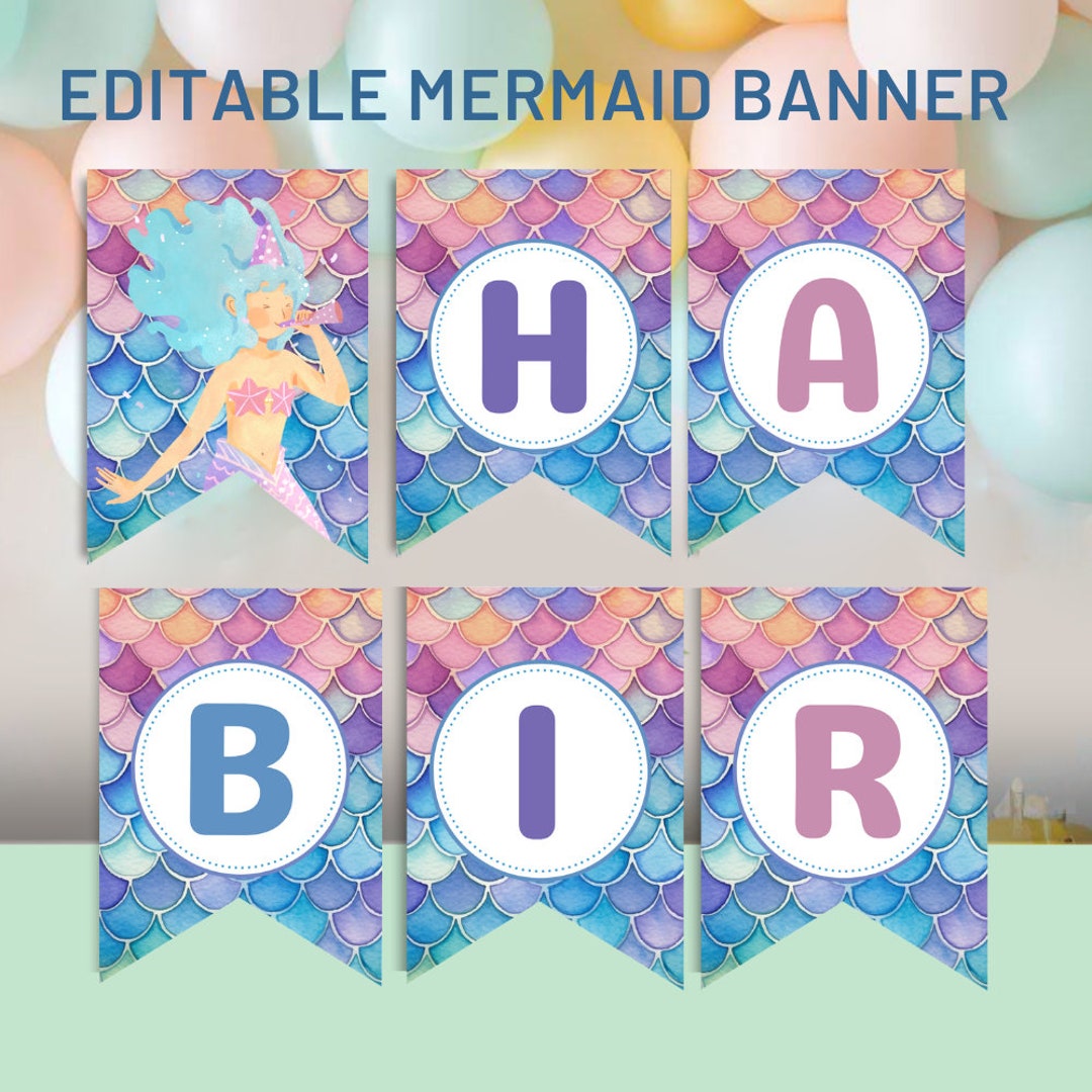 Mermaid Banner, Editable, Instant Download - Etsy