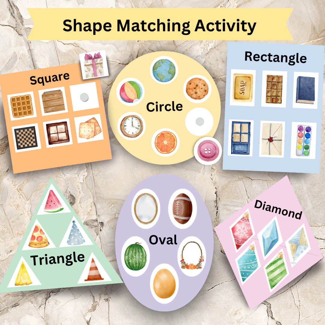 Sort by Shape Bundle, Matching Shapes Worksheets, Preschool Printables ...