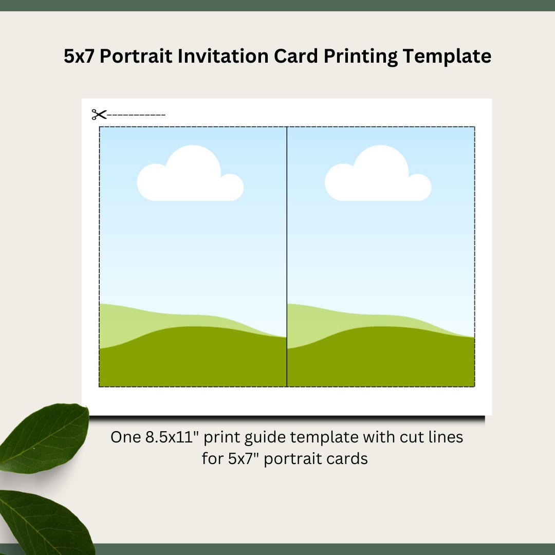 5x7 Portrait Invitation Card Printing Template, Digital Download - Etsy