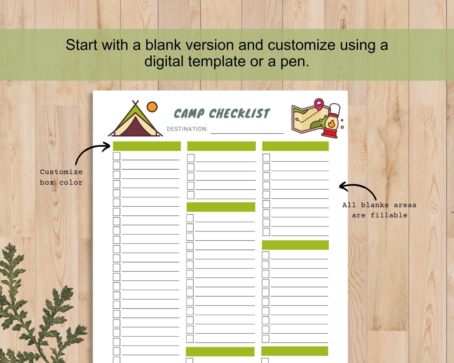 Camp Checklist, EDITABLE, PRINTABLE, Camp Packing List Template ...