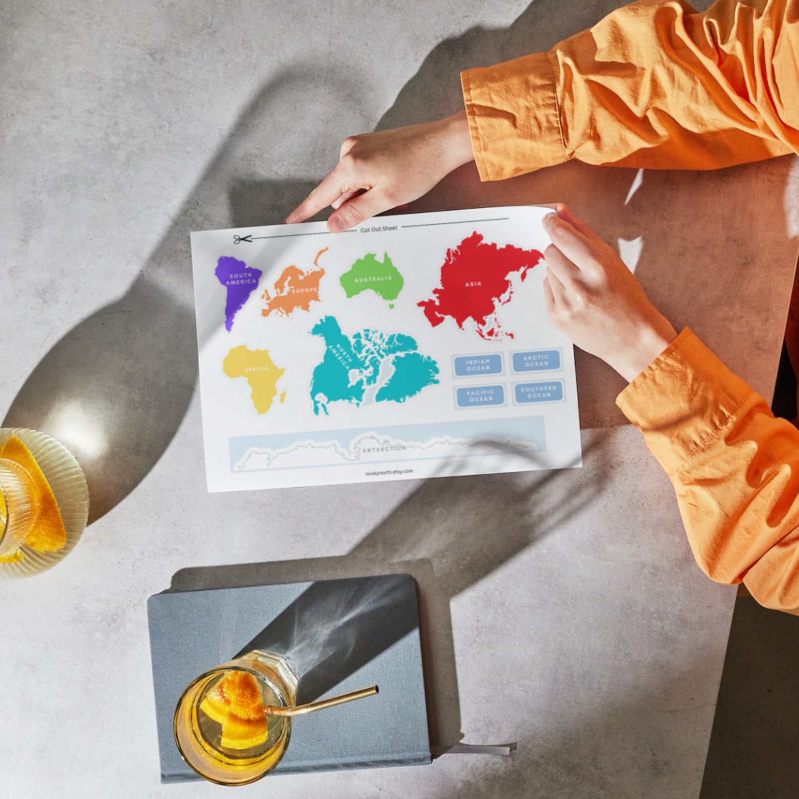 Continents and Oceans Matching Activity, World Map Busy Binder Page ...