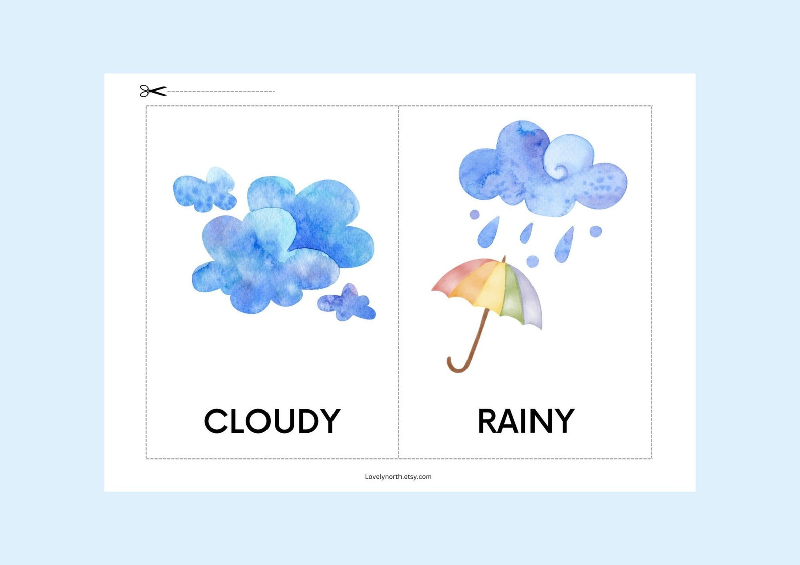 WEATHER FLASHCARDS, 16 Montessori Weather Cards, Flash Cards ...
