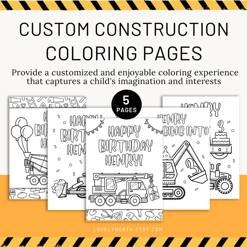 Custom Construction Theme Coloring Pages - Etsy