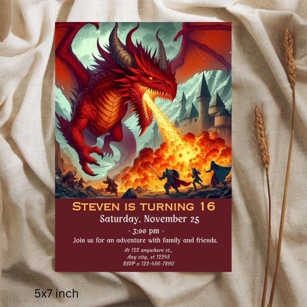 Dungeons and Dragons Party Invitation, Red Dragon No. 1 Version ...