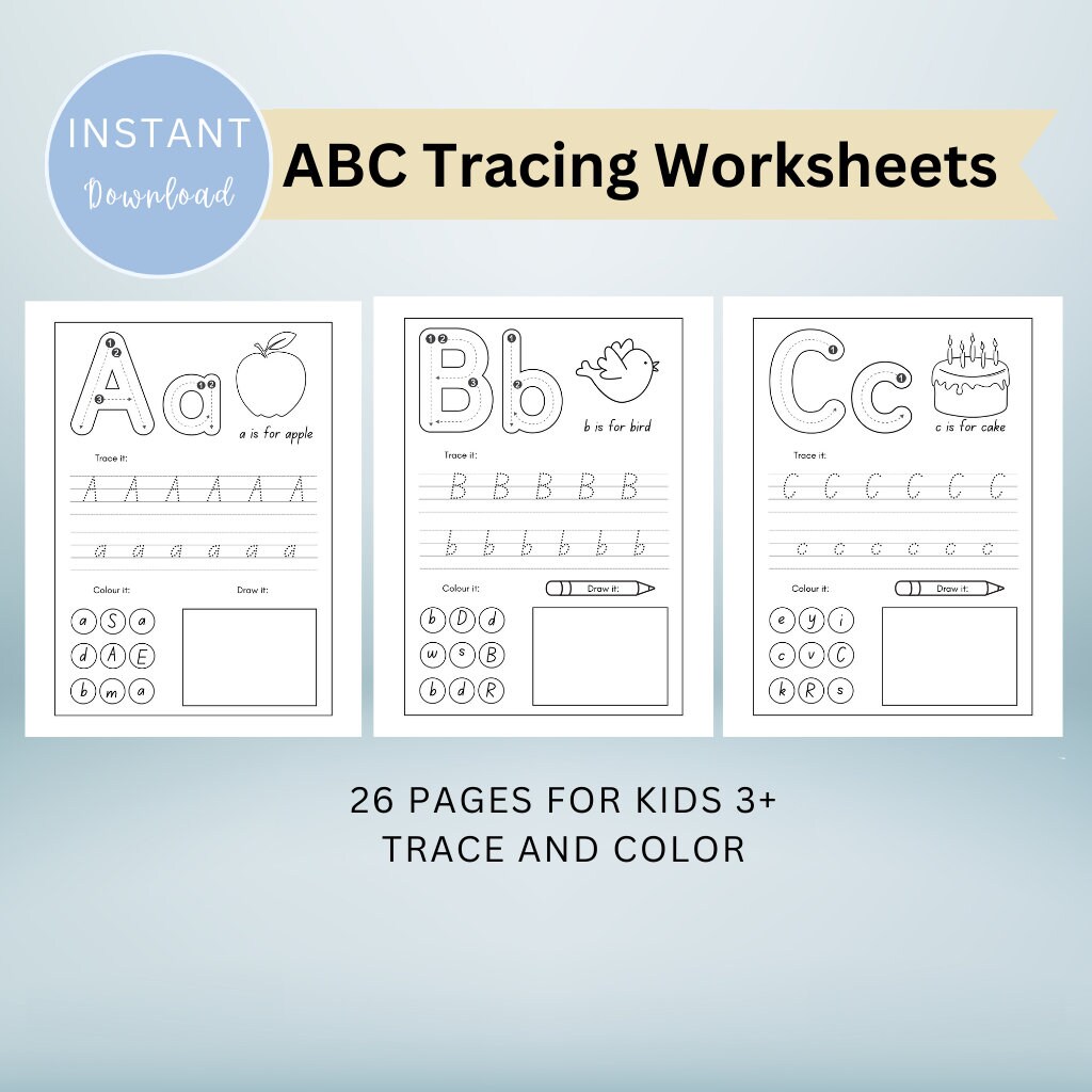 26 Alphabet Worksheets, Upper & Lowercase, Preschool, Kindergarten ...