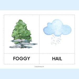 WEATHER FLASHCARDS, 16 Montessori Weather Cards, Flash Cards ...