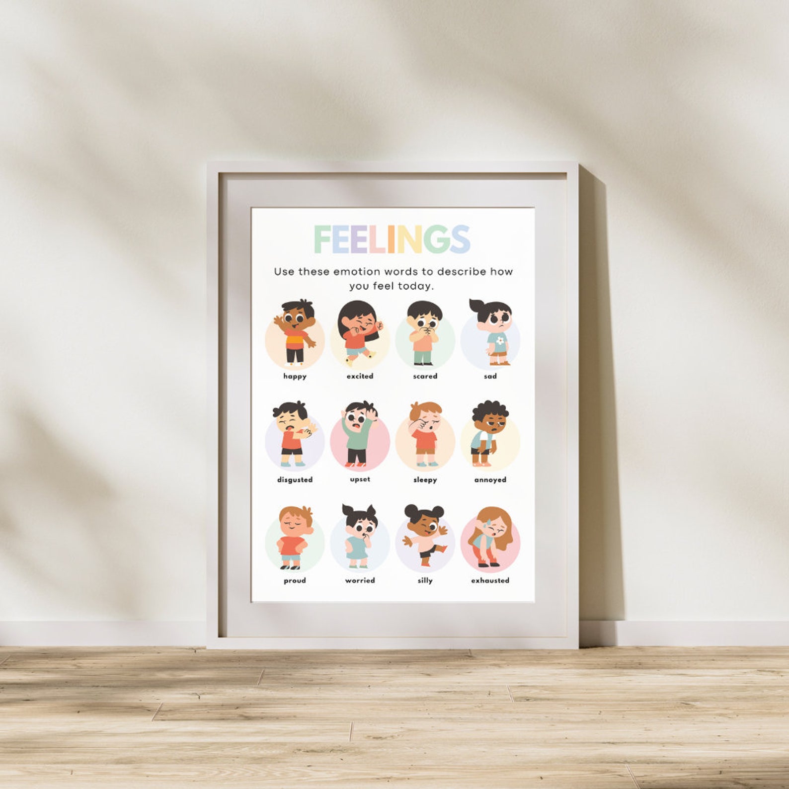 Feelings Poster, Montessori Homeschool Decor, Cozy Colors, Emotions ...