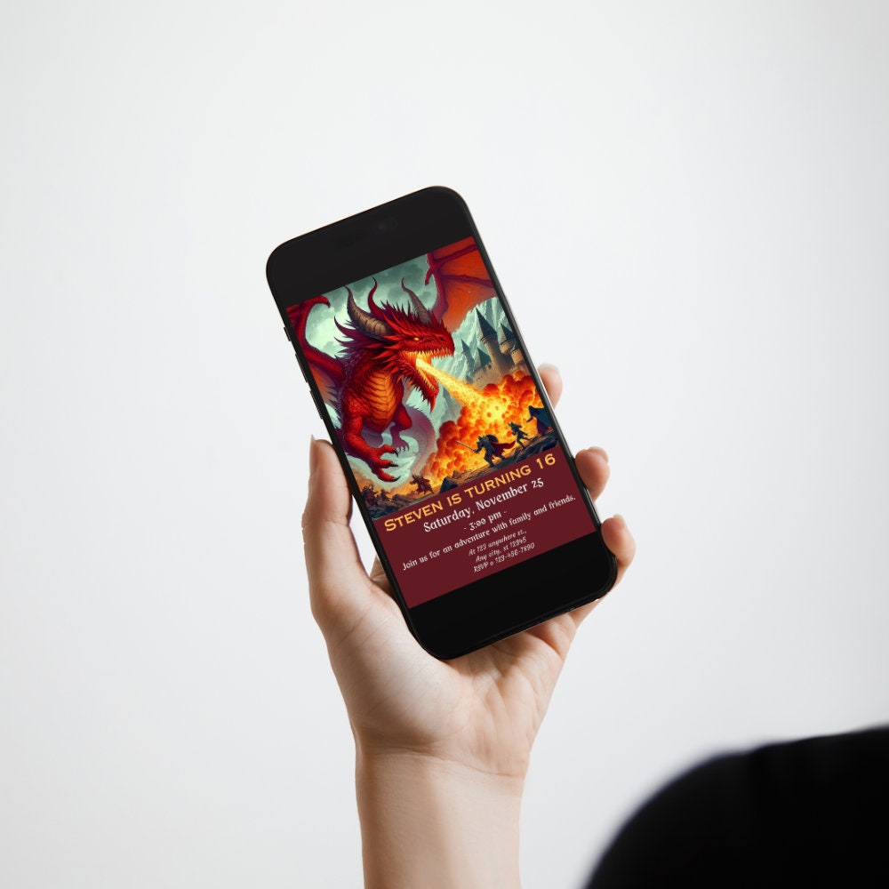 Dungeons and Dragons Party Invitation, Red Dragon No. 1 Version ...