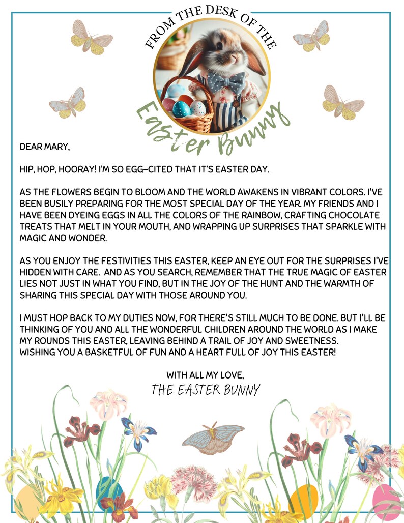 EDITABLE Official Easter Bunny Letter From the Desk of the Easter Bunny ...