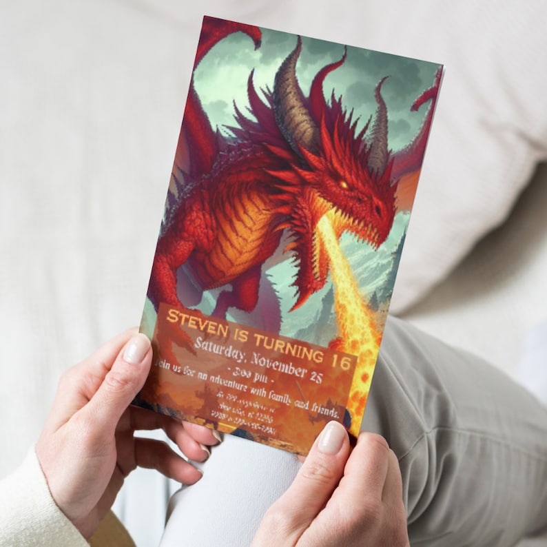 Dungeons and Dragons Party Invitation, Red Dragon No. 1 Version ...