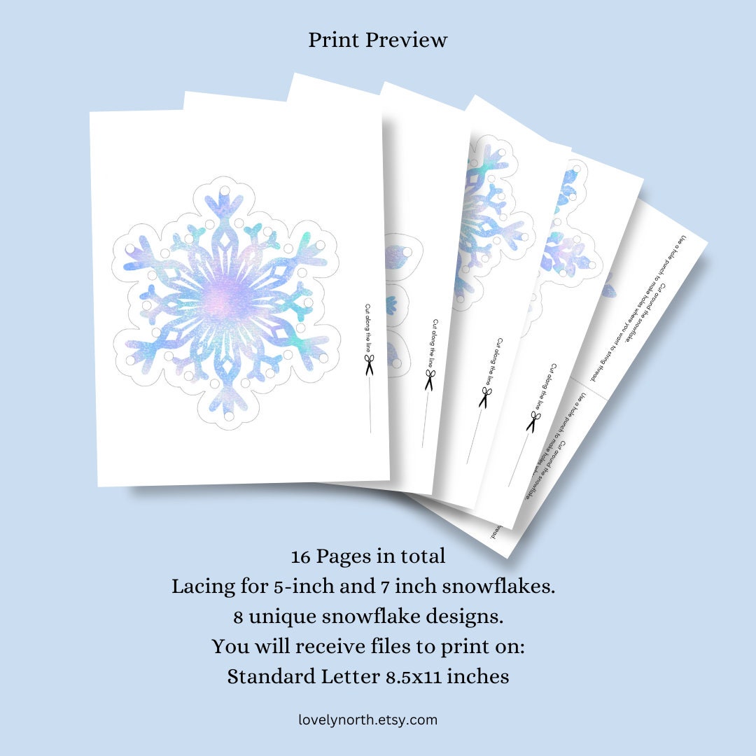 Winter Snowflakes Lacing Cards, Includes Freestyle Cards for Scissor ...
