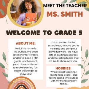 Editable Meet the Teacher Template; Personalized First Day Letter; Boho ...