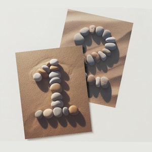 Number Cards 1-10 With Rocks on Sand for Counting, Reggio-inspired ...