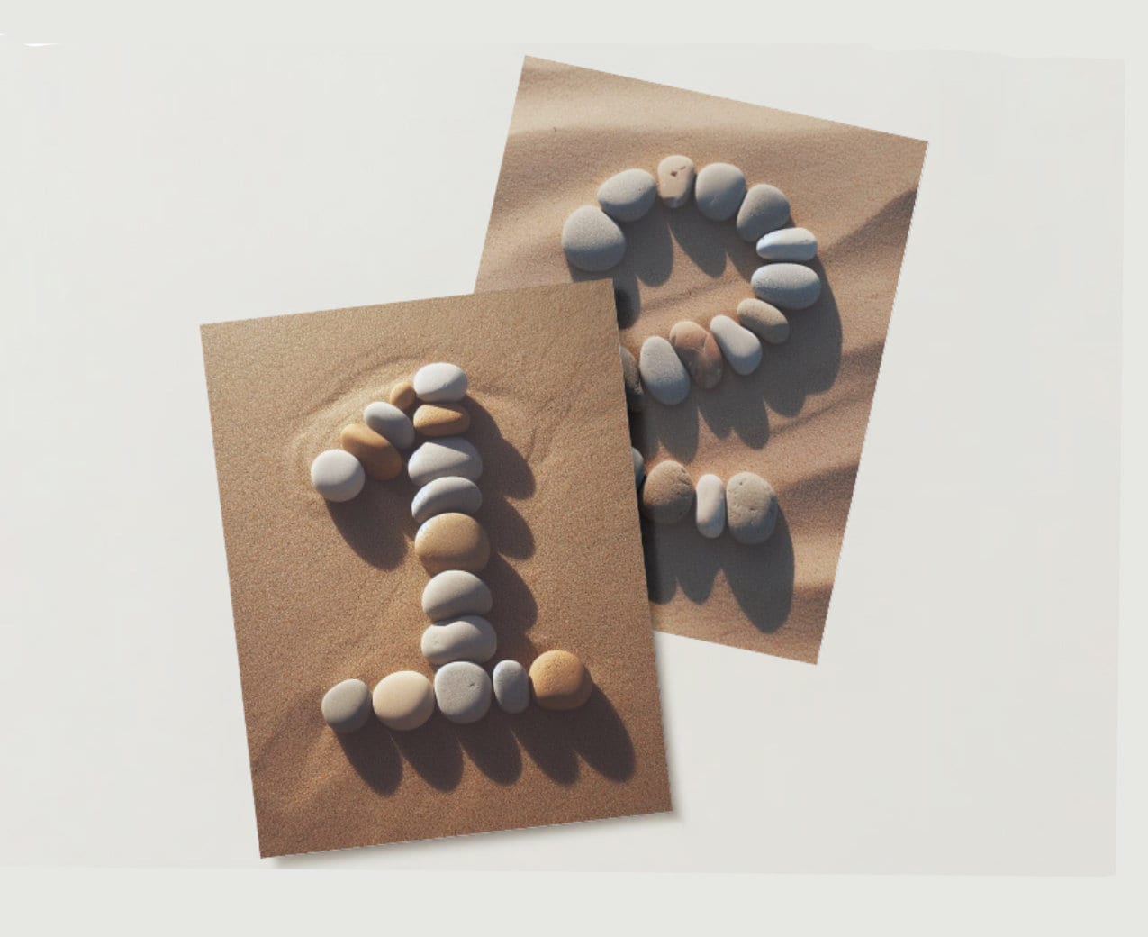 Number Cards 1-10 With Rocks on Sand for Counting, Reggio-inspired ...