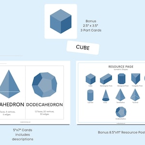 Montessori Geometric Shapes Flashcards, Learn Three-dimensional Shapes ...