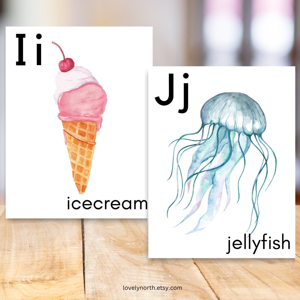 Alphabet Posters, Watercolor Illustrations, Large Format for Classroom ...