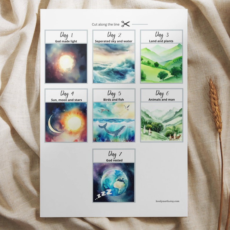 7 Days of Creation, Includes Worksheet and Matching Cards, Sunday ...