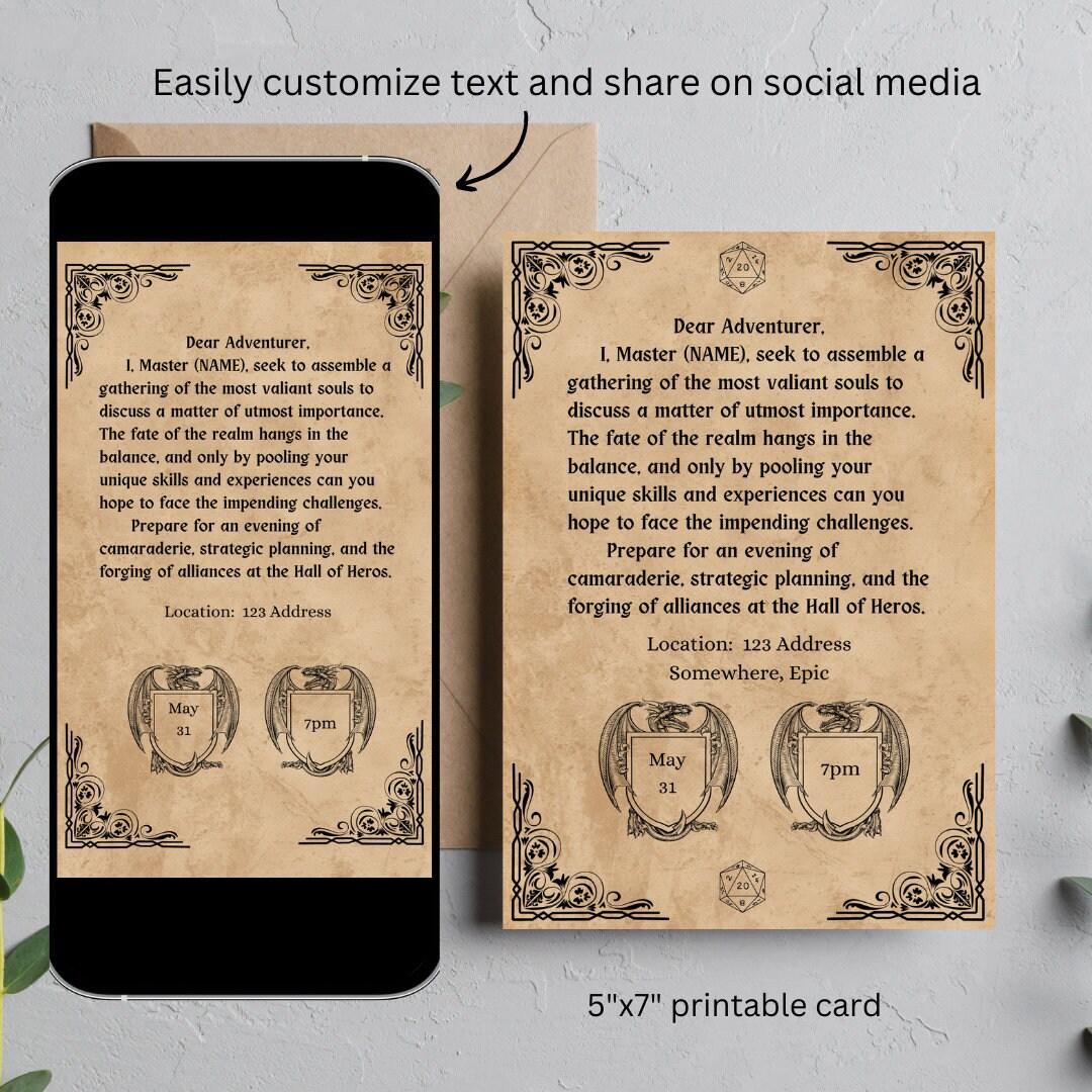 D&D Session Digital Invite Template | Dungeons and Dragons Theme ...