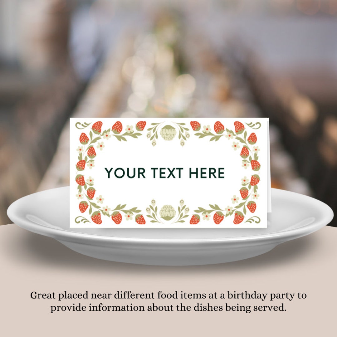 Strawberry Food Label Template, Strawberry and Floral Theme, Food Place ...