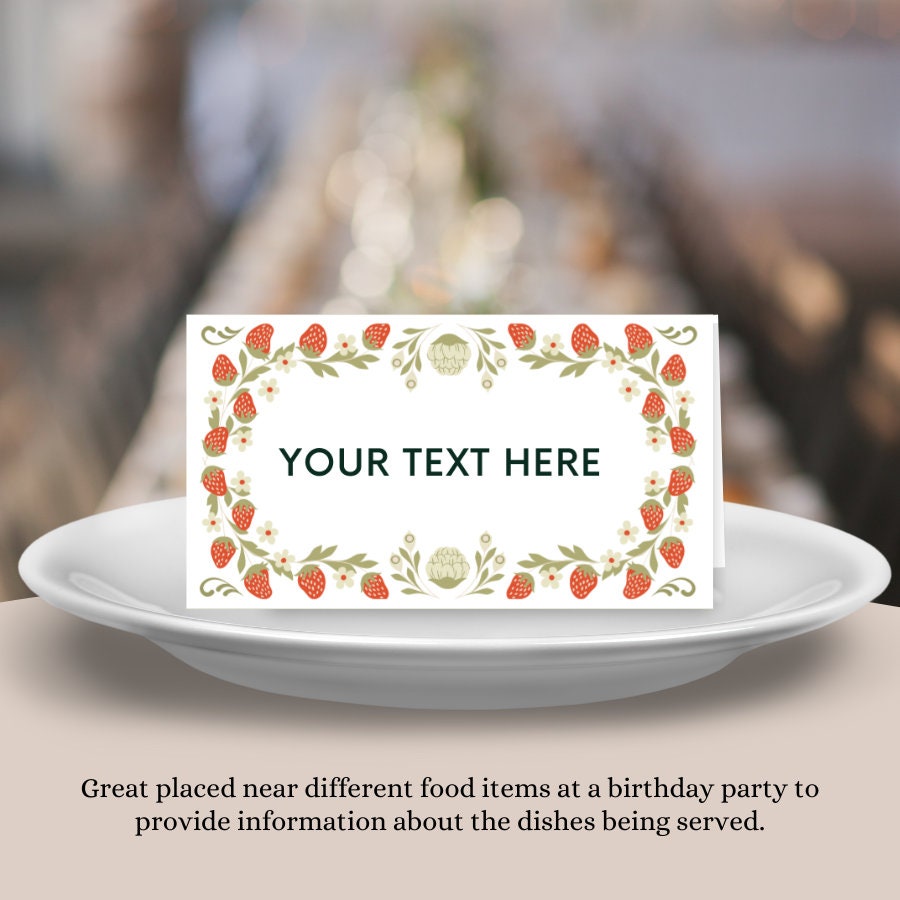 Strawberry Food Label Template, Strawberry and Floral Theme, Food Place ...