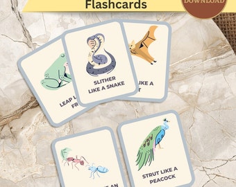 Animals Movement Cards, Printable Action Flashcards for Kids, Toddlers ...