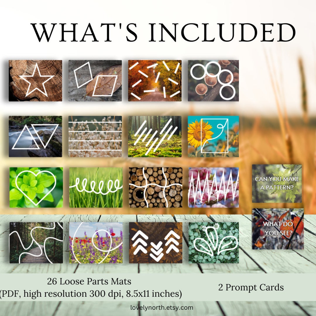 Loose Parts Pattern Mats in Reggio Nature Theme, 26 Nature Photos With ...