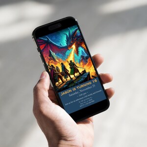 Dungeons and Dragons Party Invitation, Blue No. 1 Version, Editable ...