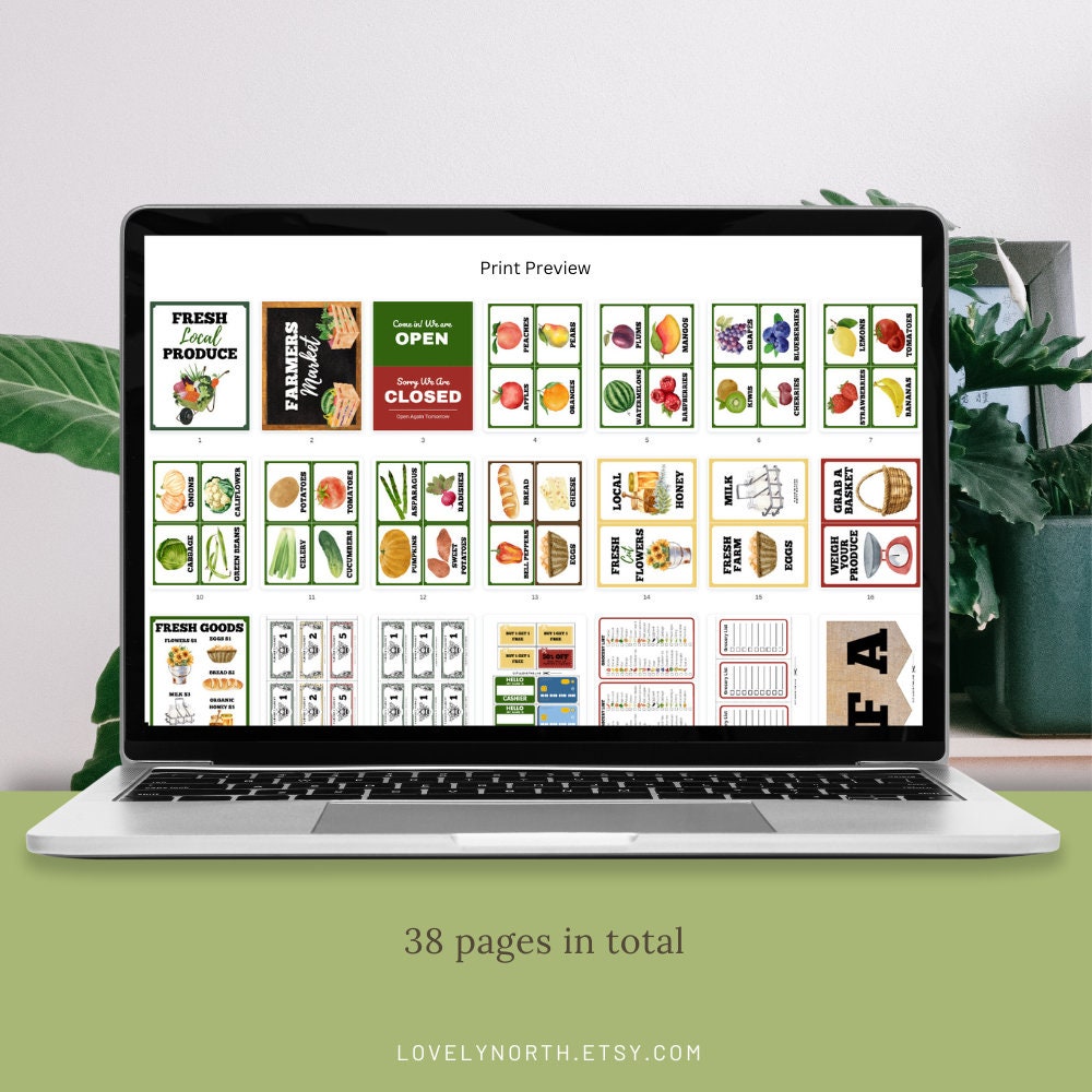Farmers Market Dramatic Play Bundle, Printable Pretend Play Set ...
