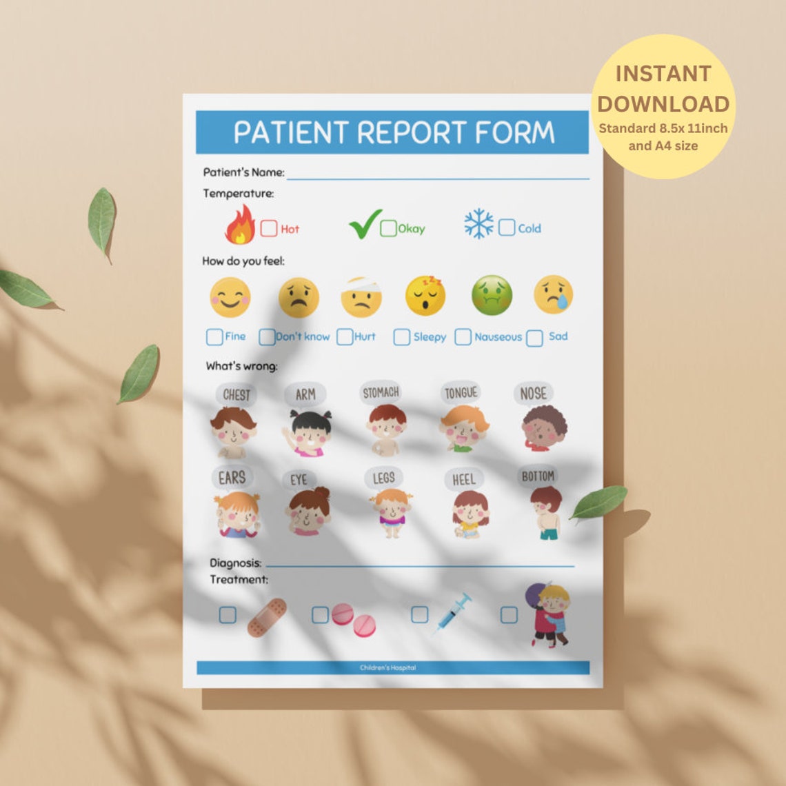 Doctor and Patient Pretend Play Printable for Kids, Doctor Forms ...