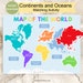 Continents and Oceans Matching Activity, World Map Busy Binder Page ...