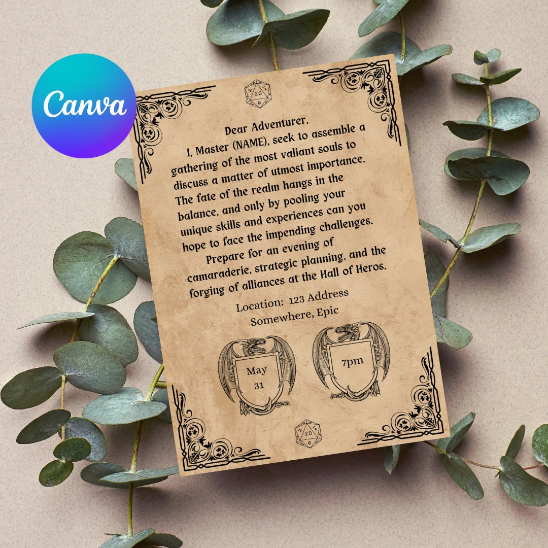 D&D Session Digital Invite Template | Dungeons and Dragons Theme ...
