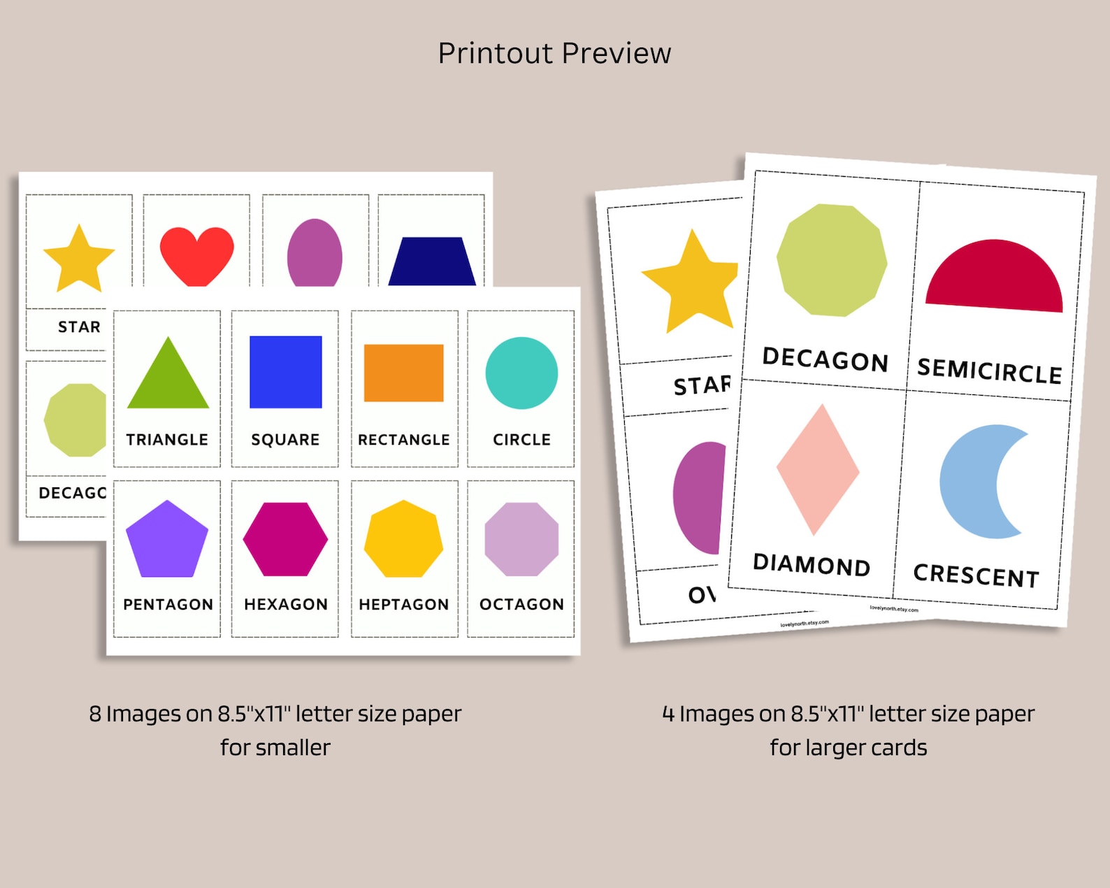 16 Shape Flashcards, Geometric Shapes Flash Cards, Montessori Materials ...