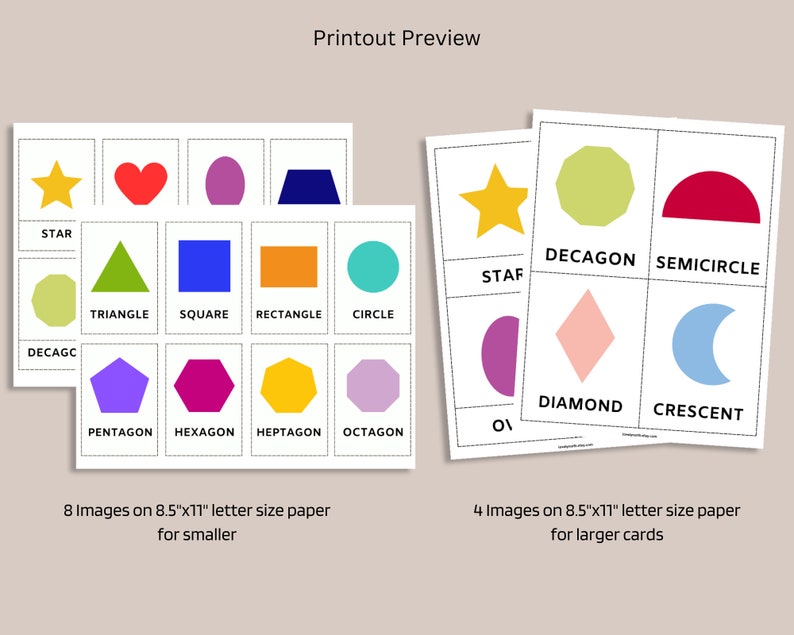 16 Shape Flashcards, Geometric Shapes Flash Cards, Montessori Materials ...