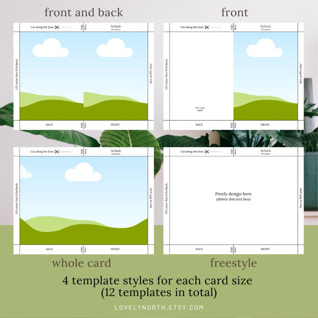 Greeting Card Template Bundle for 5x7 4x6 and 4.75x4.75, Canva Template ...
