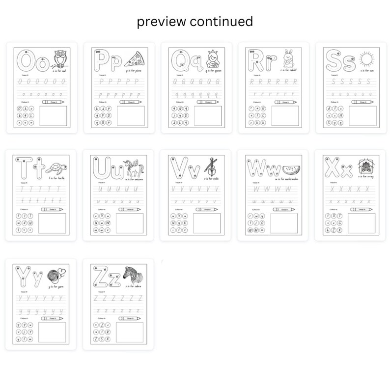 26 Alphabet Worksheets, Upper & Lowercase, Preschool, Kindergarten ...