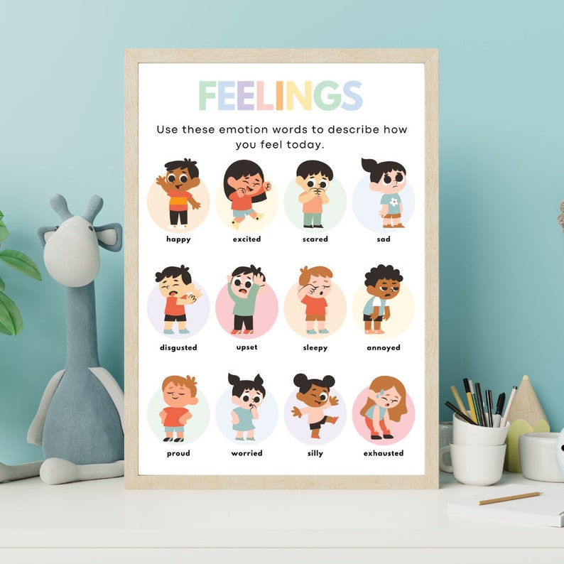 Feelings Poster, Montessori Homeschool Decor, Cozy Colors, Emotions ...