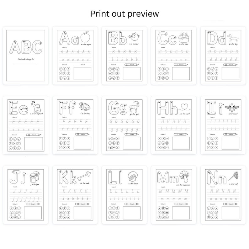 26 Alphabet Worksheets, Upper & Lowercase, Preschool, Kindergarten ...