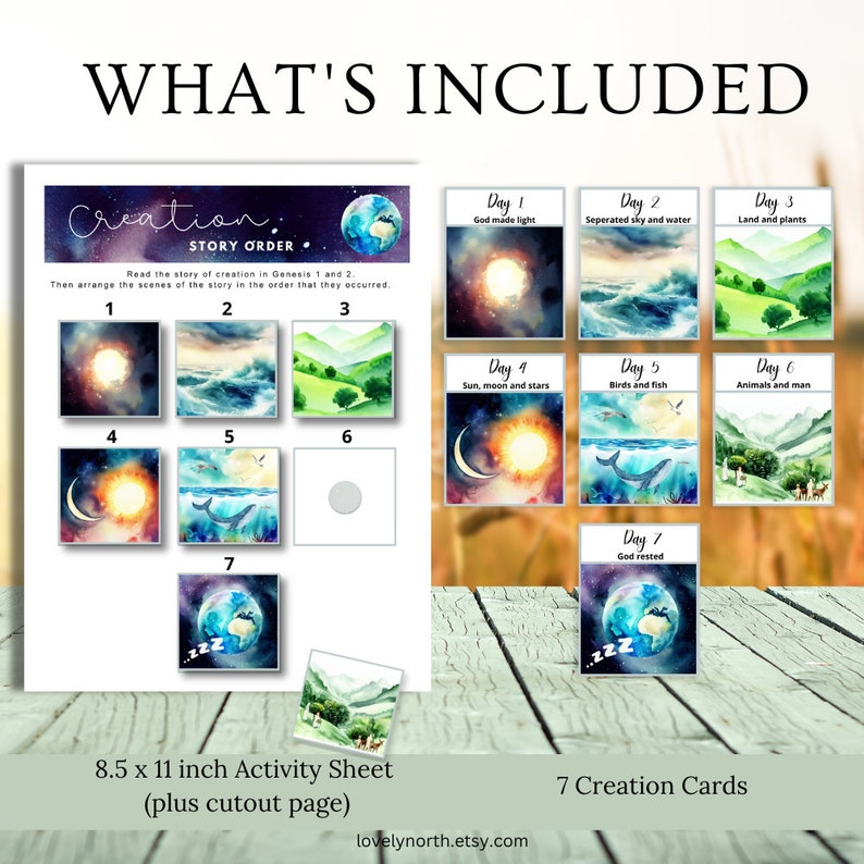 7 Days of Creation, Includes Worksheet and Matching Cards, Sunday ...