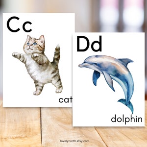 Alphabet Posters, Watercolor Illustrations, Large Format for Classroom ...