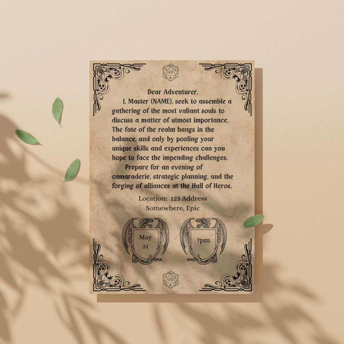 D&D Session Digital Invite Template | Dungeons and Dragons Theme ...