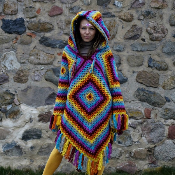 Hand Knit Poncho - Etsy