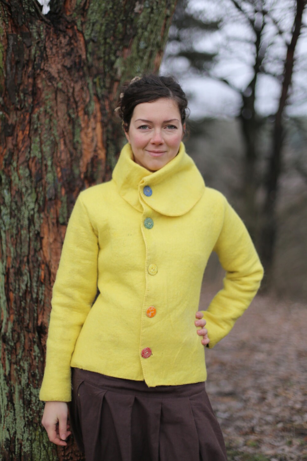 Hand Made Merino Wool Jacket, Woman's Woolen Jacket With Linen Lining ...
