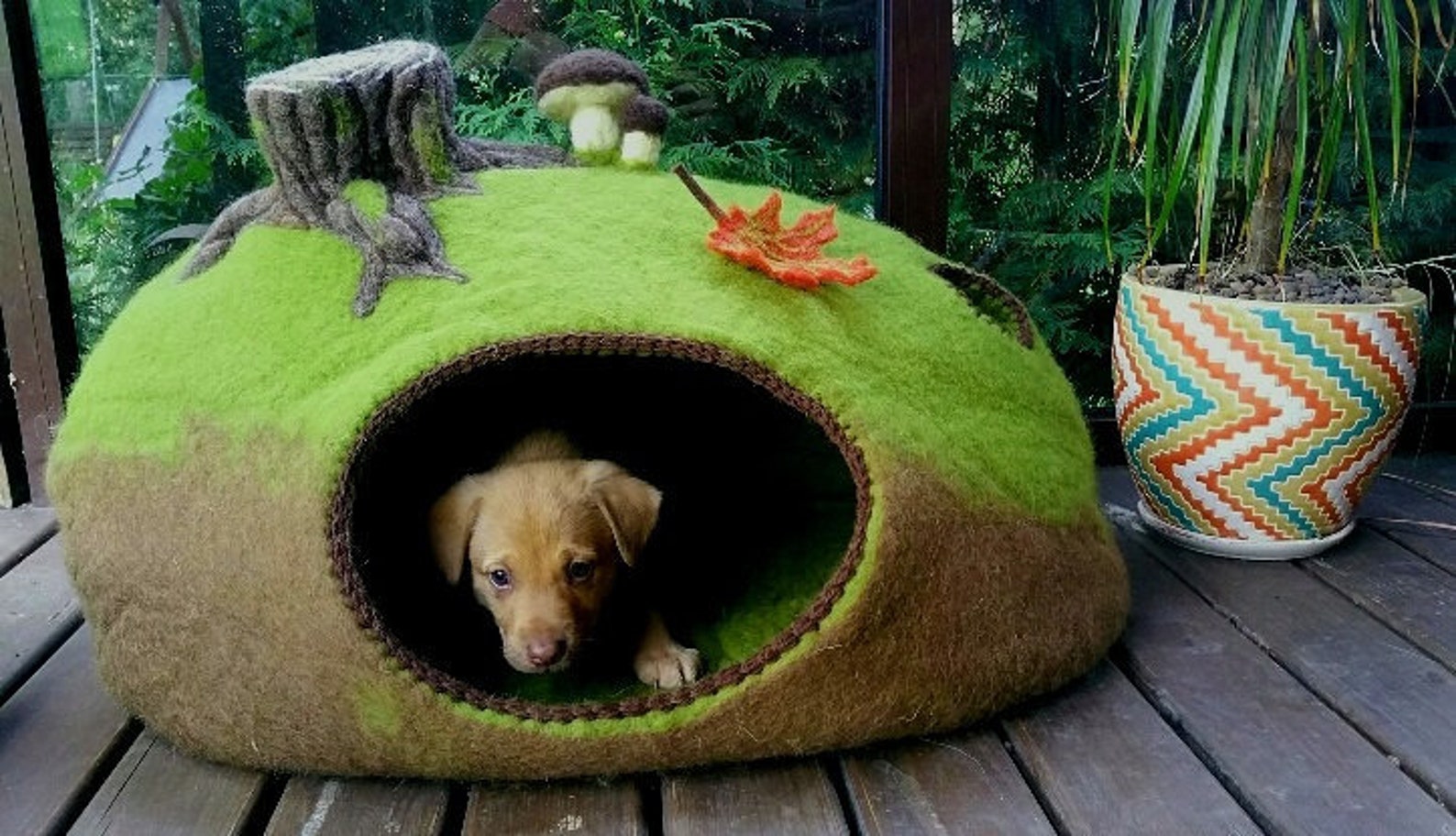 Hand Made 100% Natural Wool Pet House, Cats and Small Dogs Vessel, Cat ...