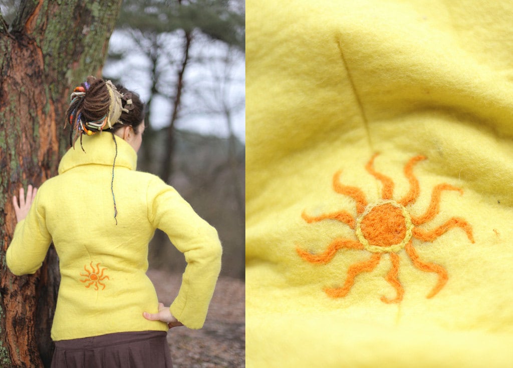 Hand Made Merino Wool Jacket, Woman's Woolen Jacket With Linen Lining ...